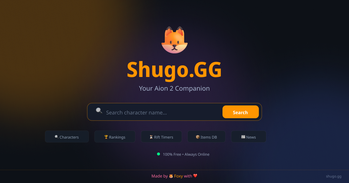 Shugo.GG | AION 2 Leaderboard | Ascension
